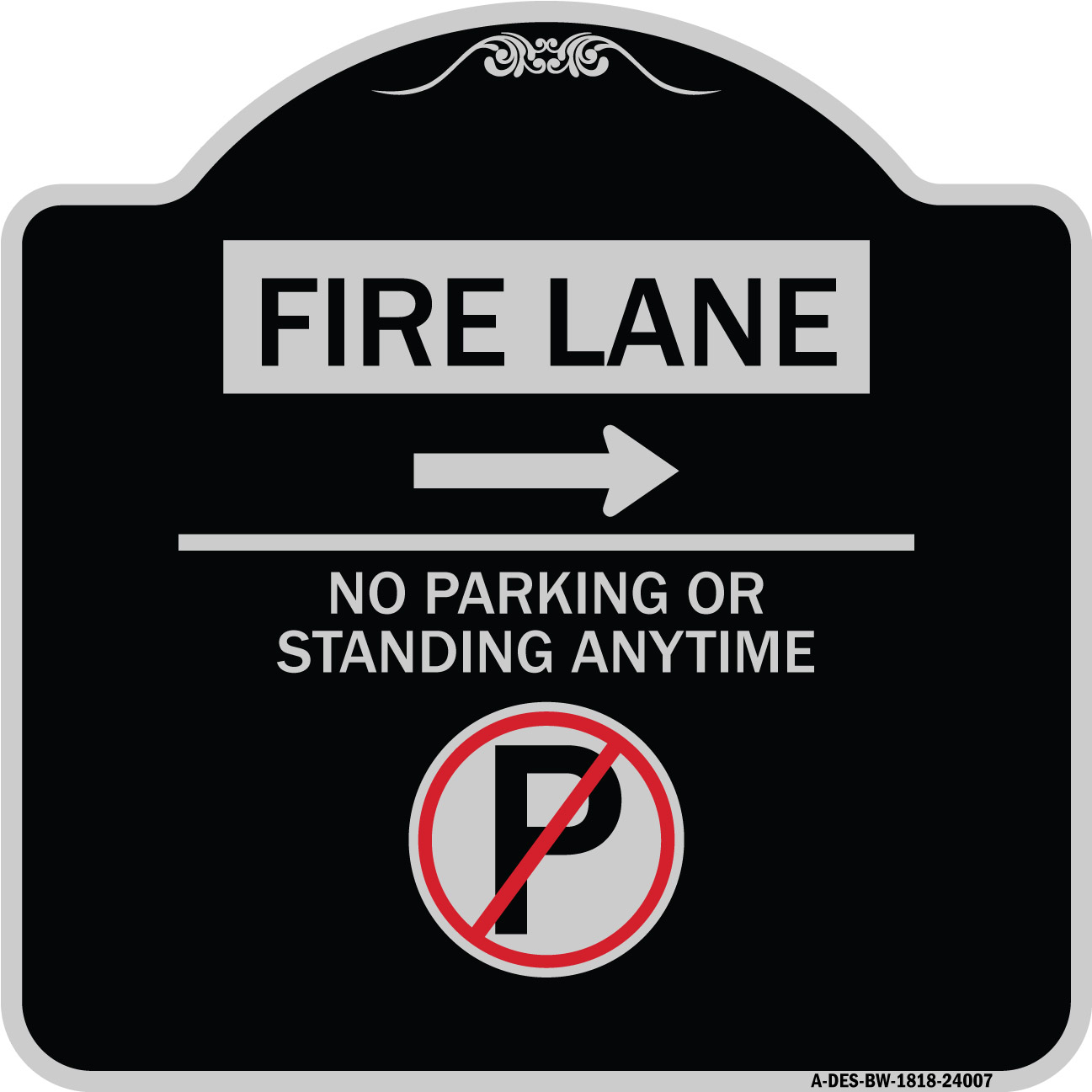 SignMission Designer Series Sign - Fire Lane - No Parking or Standing ...