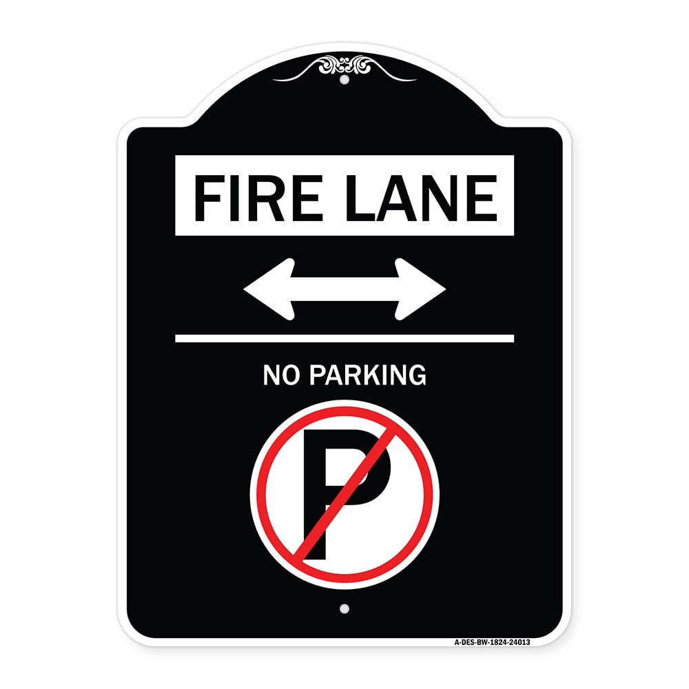 SignMission Designer Series Sign - Fire Lane - No Parking (With No ...