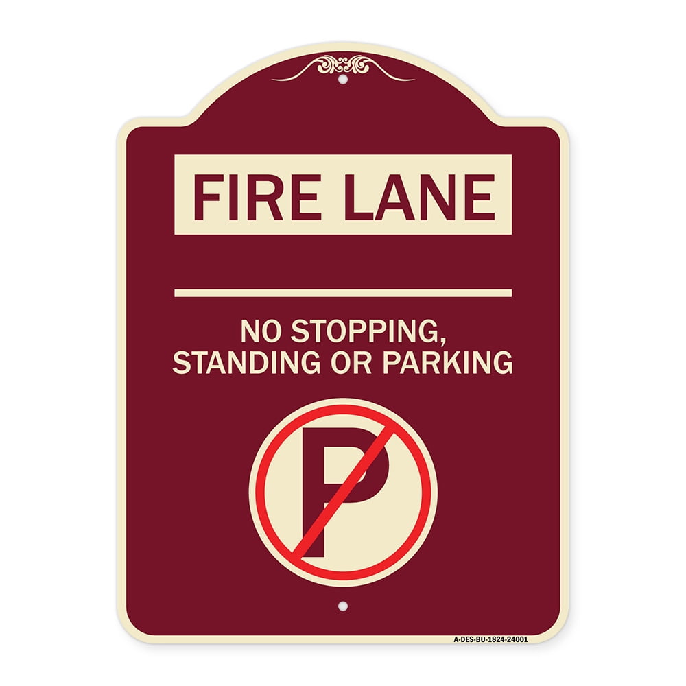 SignMission Designer Series Sign - Fire Lane - No Stopping Standing or ...