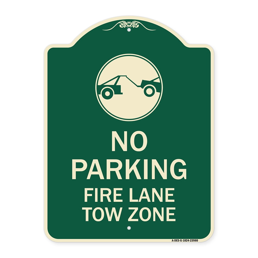 SignMission Designer Series Sign - Fire Lane Tow Zone with Graphic ...