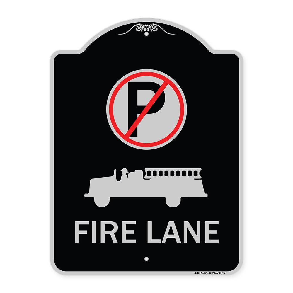SignMission Designer Series Sign - Fire Lane (With No Parking Symbol ...