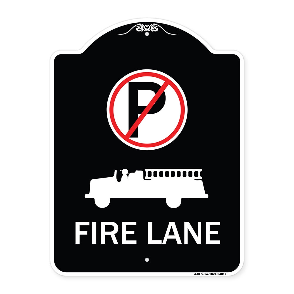 SignMission Designer Series Sign - Fire Lane (With No Parking Symbol ...