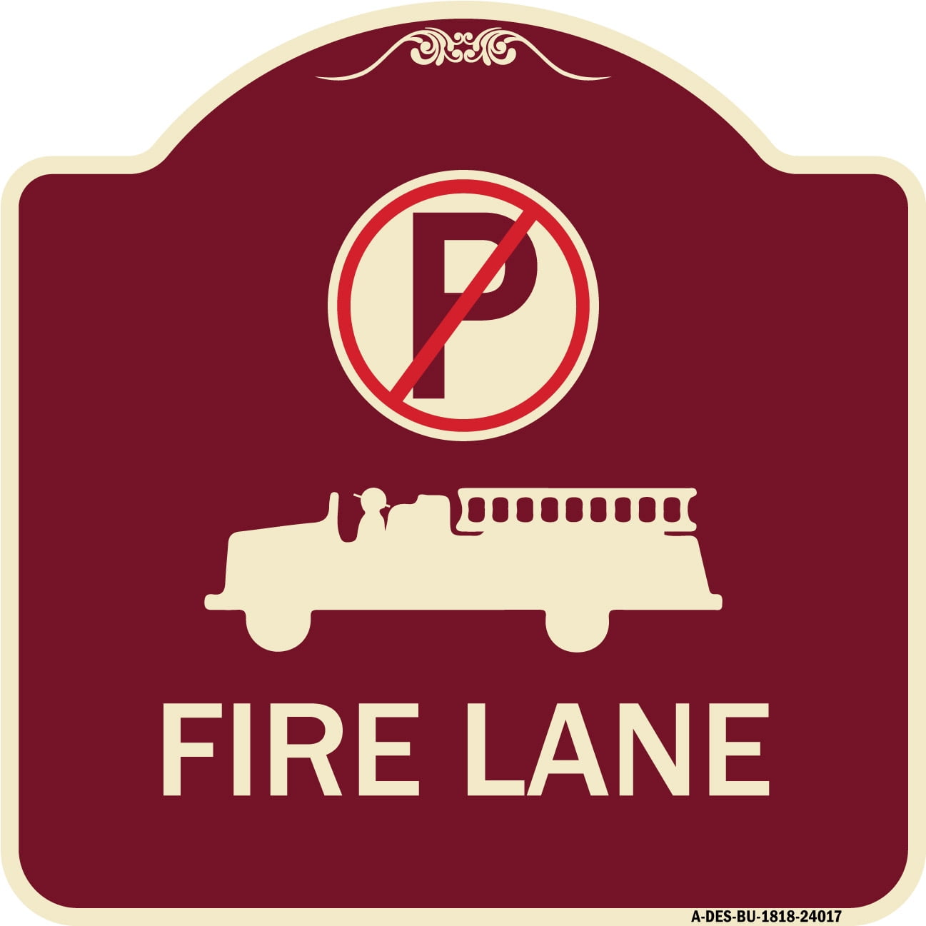 SignMission Designer Series Sign - Fire Lane (With No Parking Symbol ...