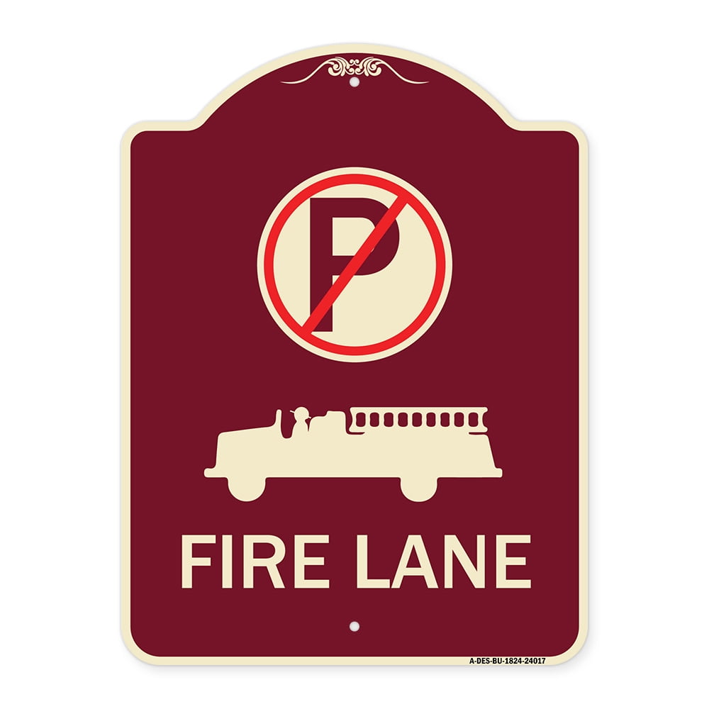 SignMission Designer Series Sign - Fire Lane (With No Parking Symbol ...