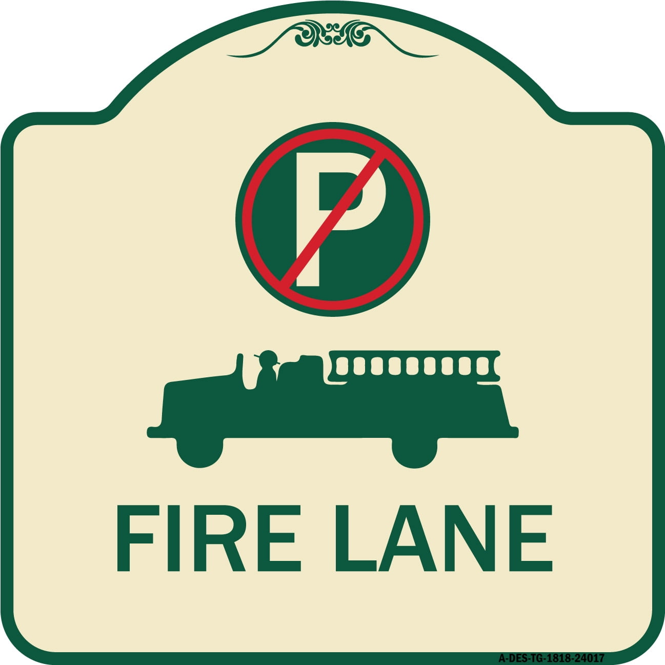 SignMission Designer Series Sign - Fire Lane (With No Parking Symbol ...