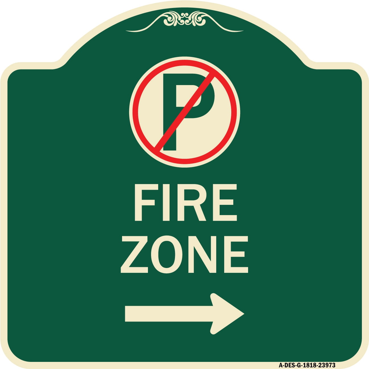 SignMission Designer Series Sign - Fire Zone (No Parking Symbol and ...