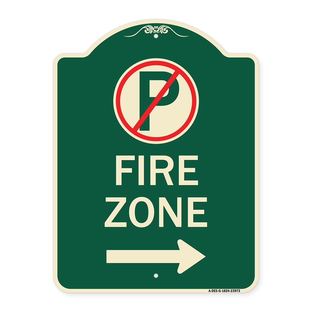 SignMission Designer Series Sign - Fire Zone (No Parking Symbol and ...