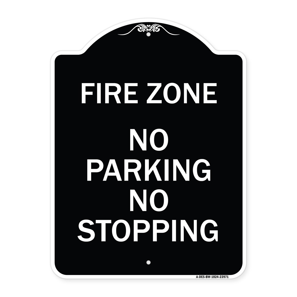 SignMission Designer Series Sign - Fire Zone No Parking No Stopping ...