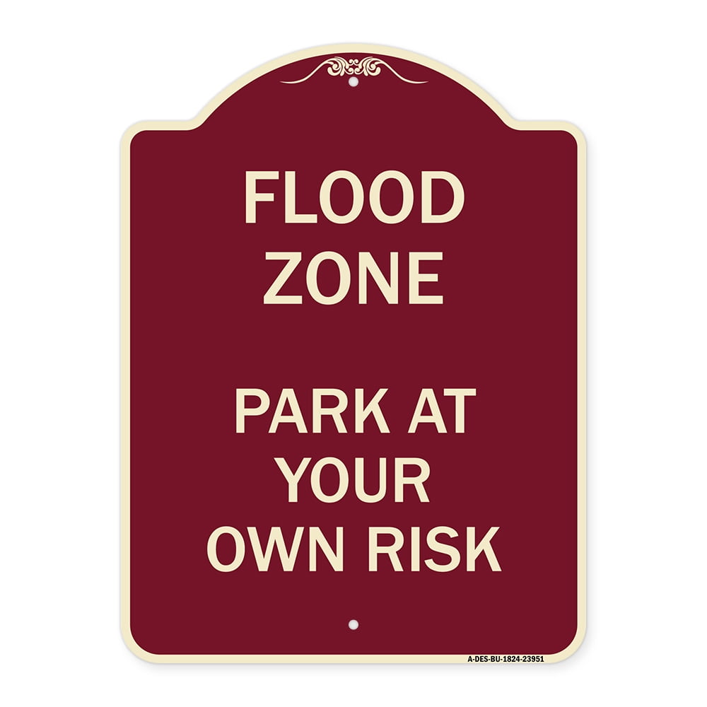 SignMission Designer Series Sign - Flood Zone | Burgundy 18" x 24 ...