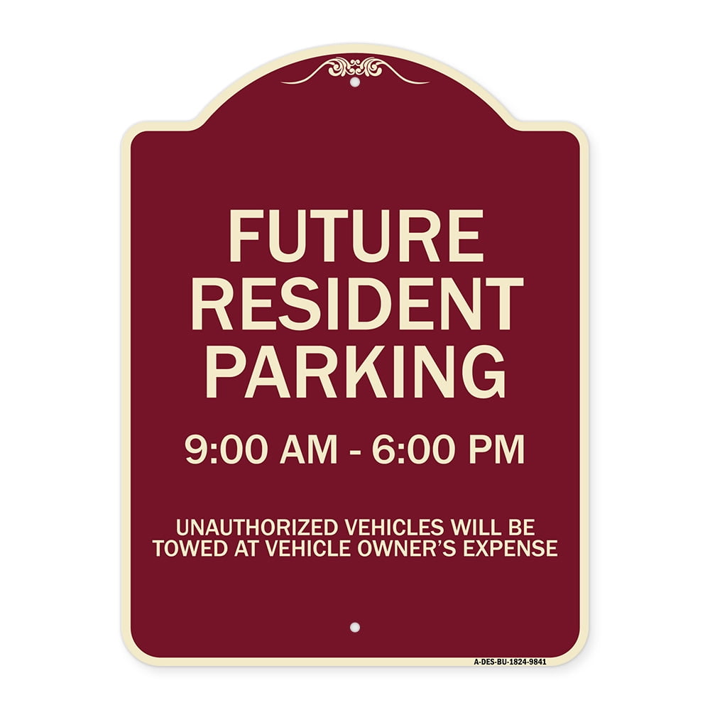 SignMission Designer Series Sign - Future Resident Parking 9:00 To 6:00 ...