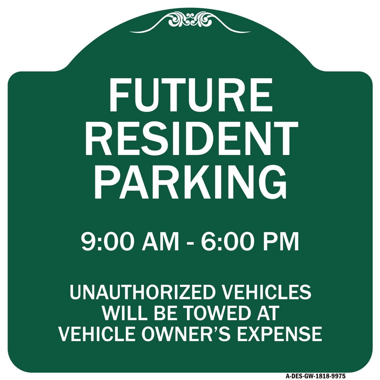 SignMission Designer Series Sign - Future Resident Parking 9:00 - 6:00 ...