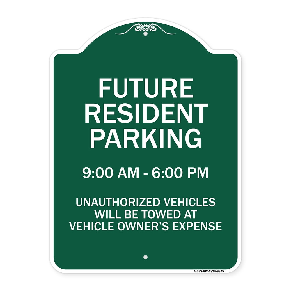 SignMission Designer Series Sign - Future Resident Parking 9:00 - 6:00 ...