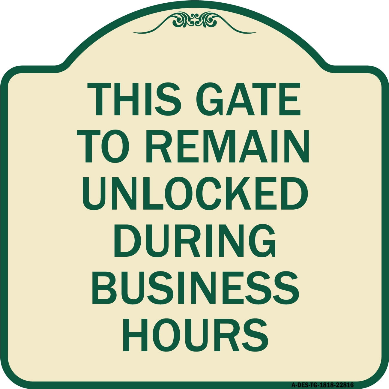 SignMission Designer Series Sign - This Gate to Remain Unlocked During ...