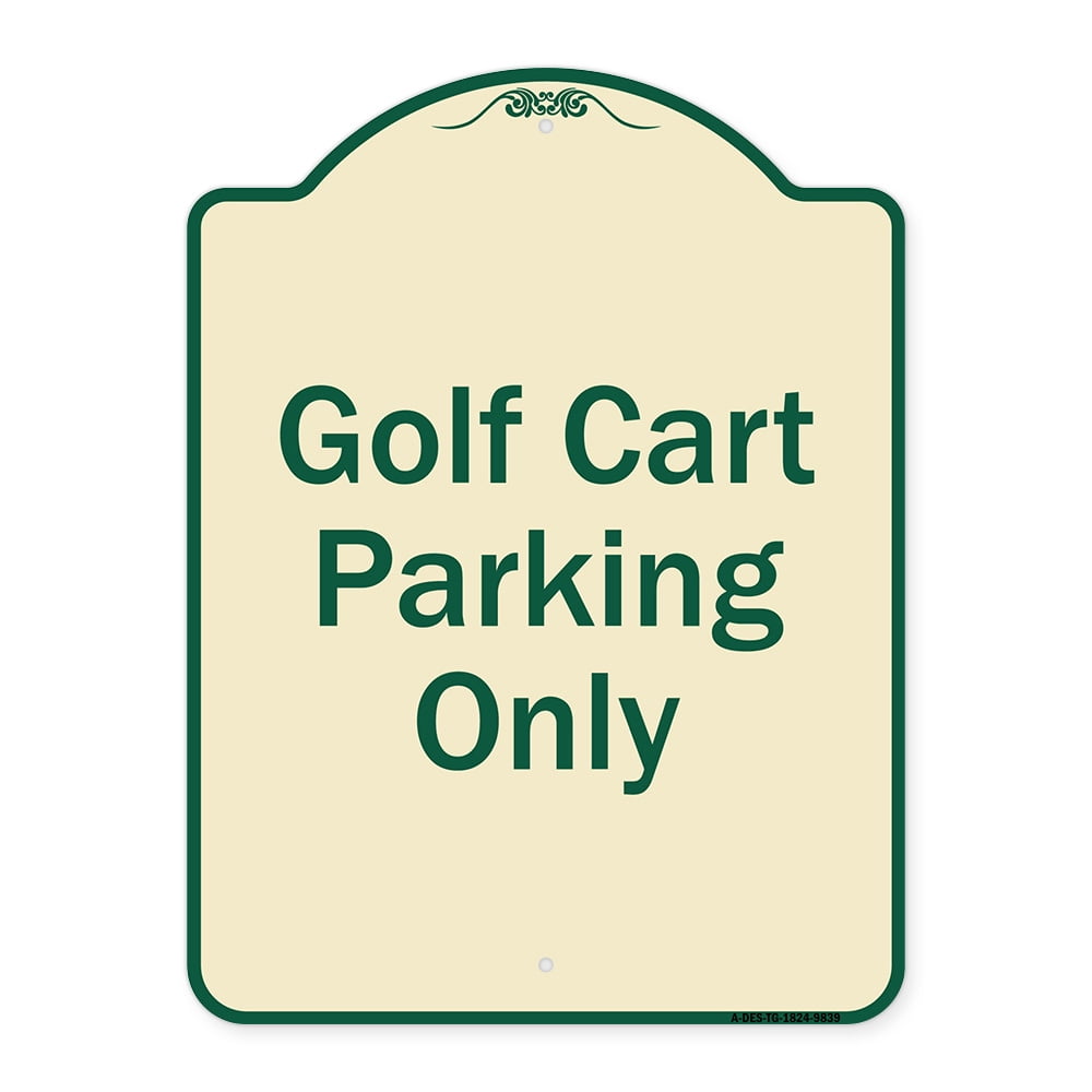 SignMission Designer Series Sign - Golf Cart Parking Only | Tan & Green ...