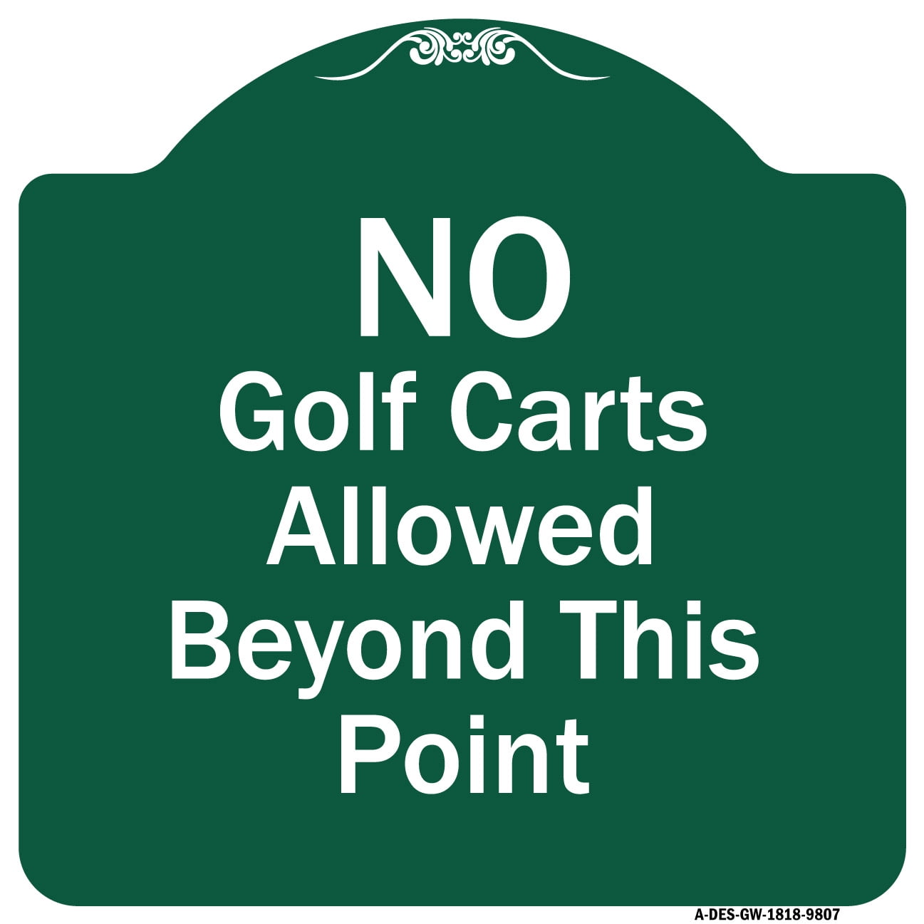 SignMission Designer Series Sign - No Golf Carts Allowed | Green ...