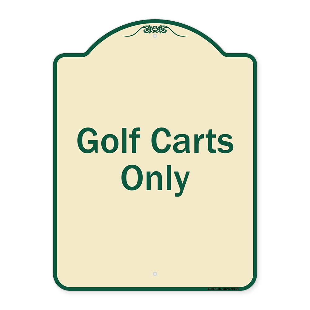 SignMission Designer Series Sign - Golf Carts Only | Tan & Green 18" x ...