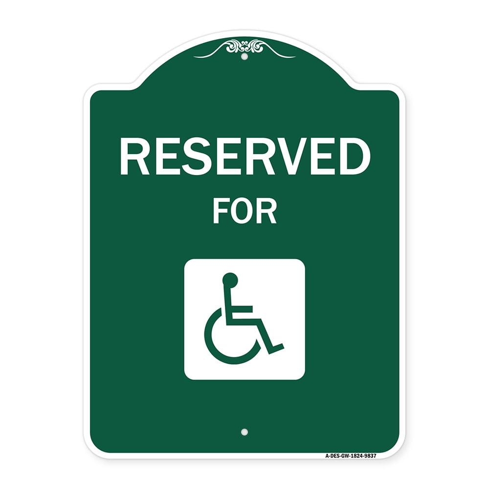 SignMission Designer Series Sign - Graphic Handicapped Reserved | Green ...