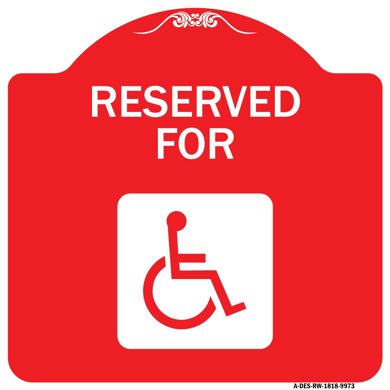 SignMission Designer Series Sign - Graphic Handicapped Reserved | Red ...