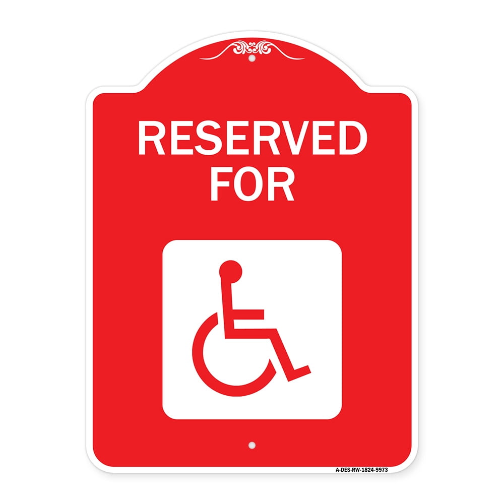 SignMission Designer Series Sign - Graphic Handicapped Reserved | Red ...