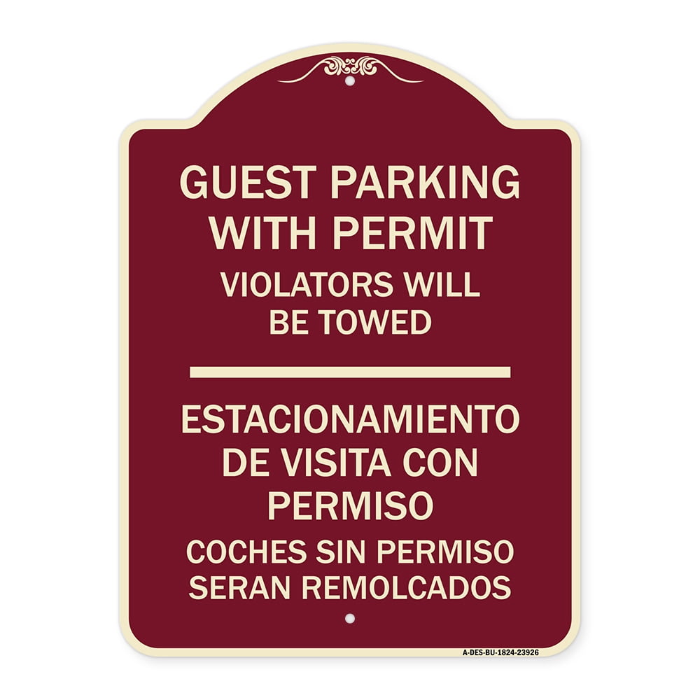 SignMission Designer Series Sign - Guest Parking with Permit Violators ...
