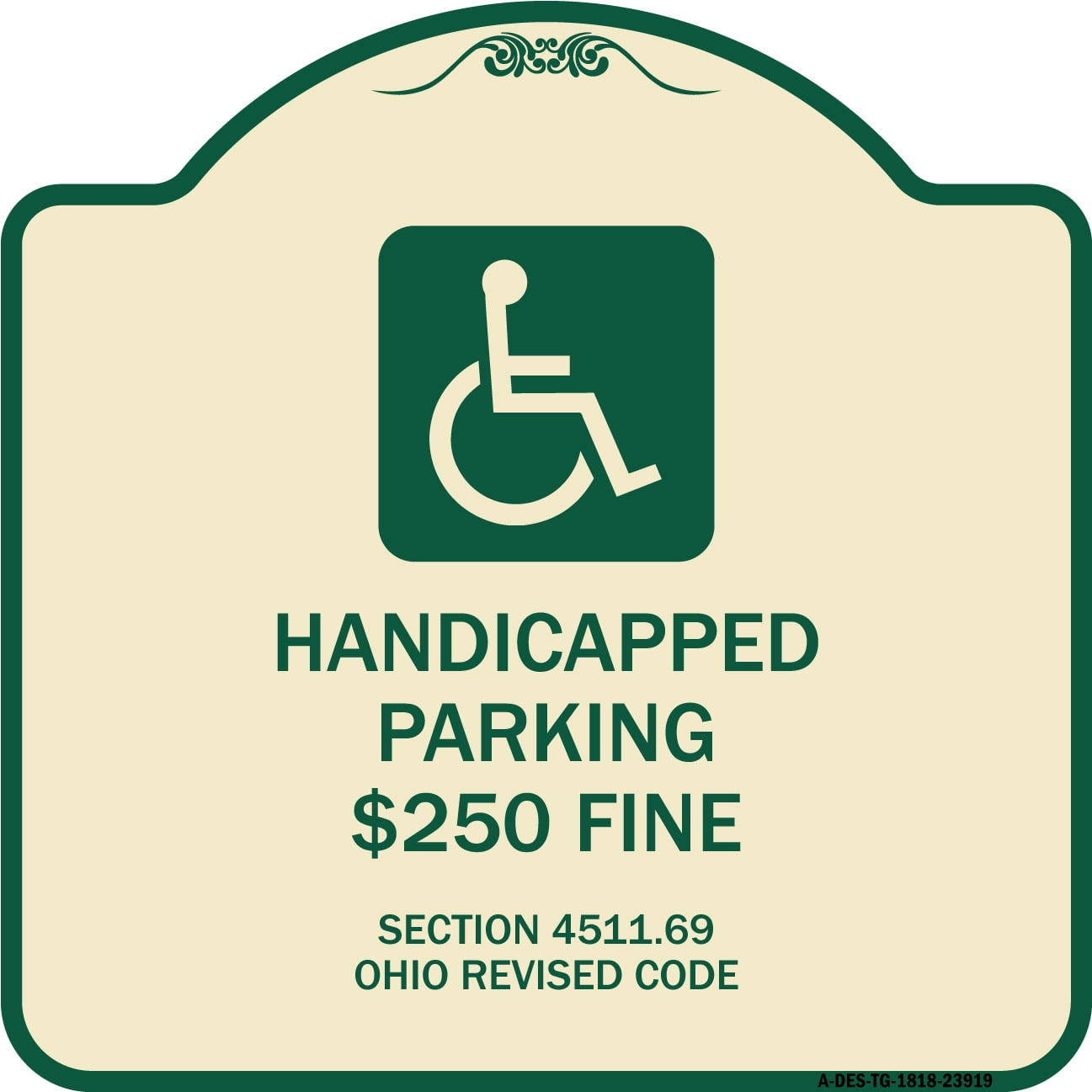 SignMission Designer Series Sign - Handicapped Parking $250 Fine ...