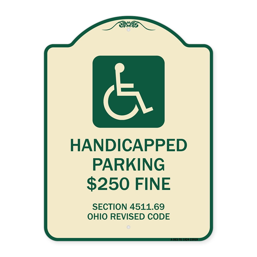 SignMission Designer Series Sign - Handicapped Parking $250 Fine ...