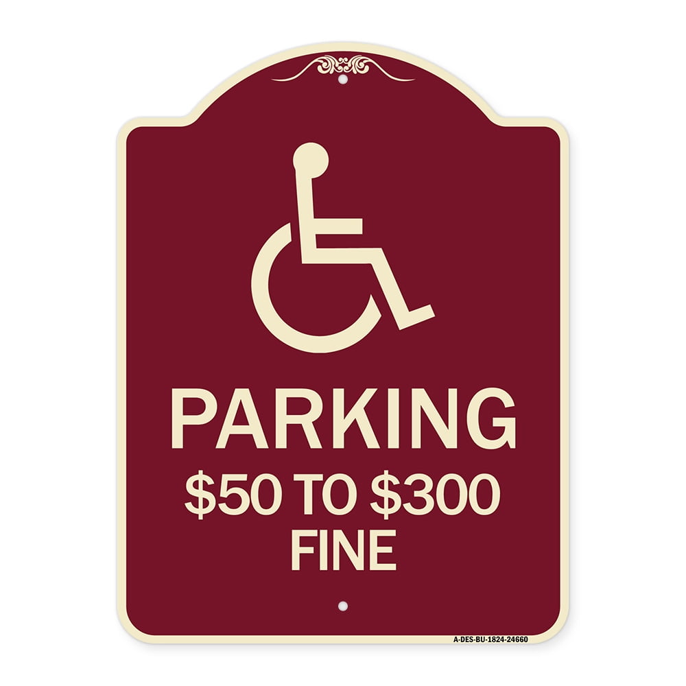 SignMission Designer Series Sign - (Handicapped Symbol) Parking $50 to ...