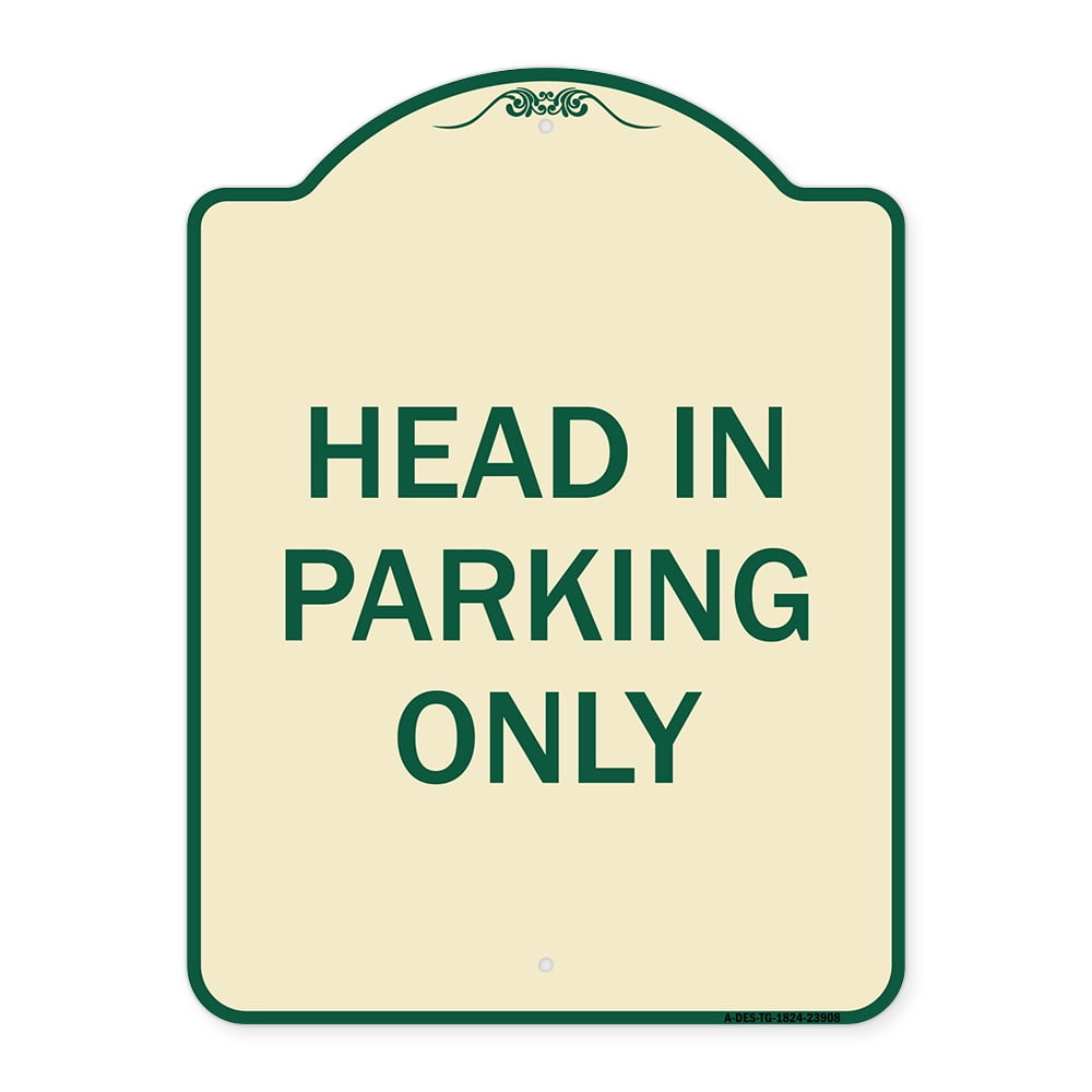 SignMission Designer Series Sign - Head in Parking Only | Tan & Green ...