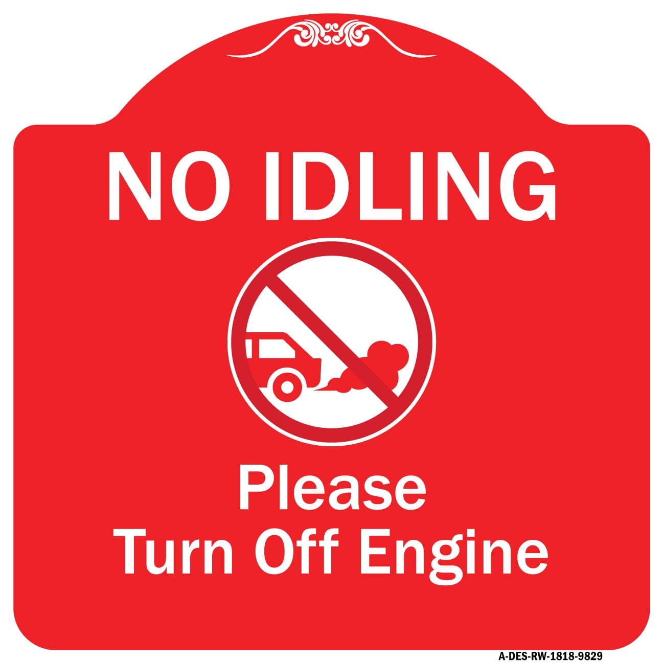 SignMission Designer Series Sign - No Idling Please Turn Off Engine ...