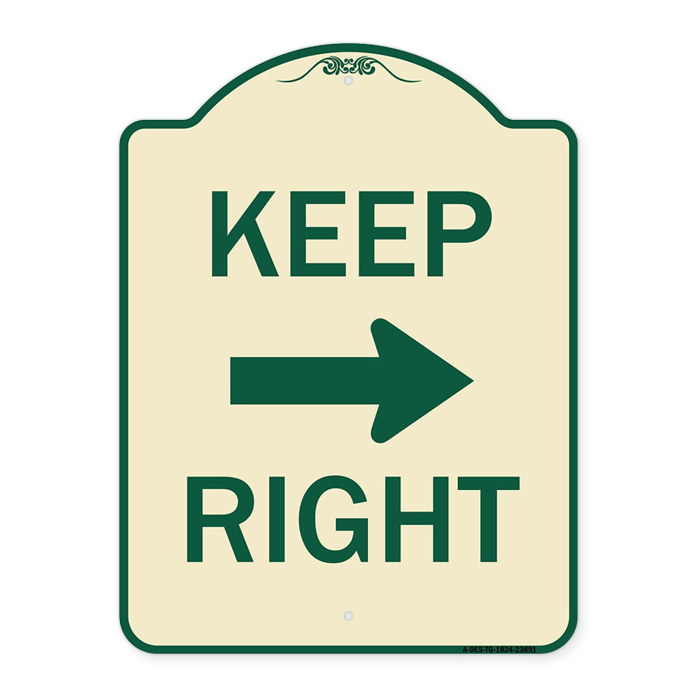 SignMission Designer Series Sign - Keep Right Sign (Right Arrow) | Tan ...
