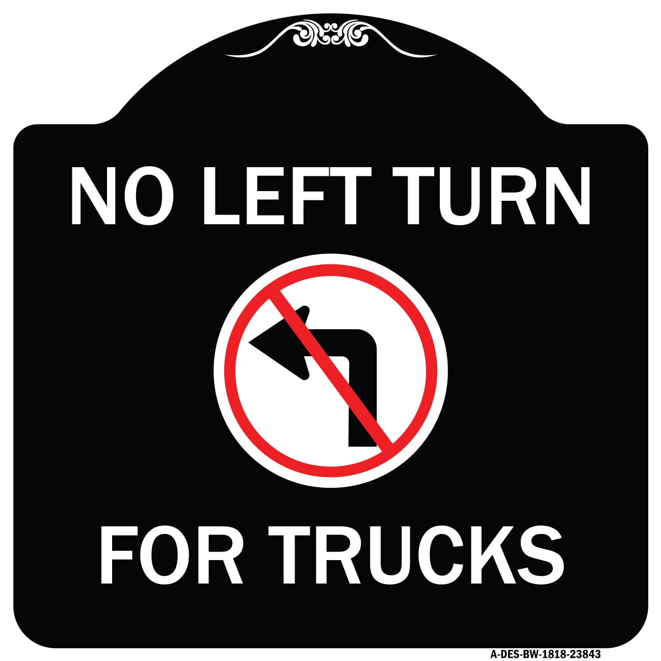 SignMission Designer Series Sign - No Left Turn for Trucks with Graphic ...