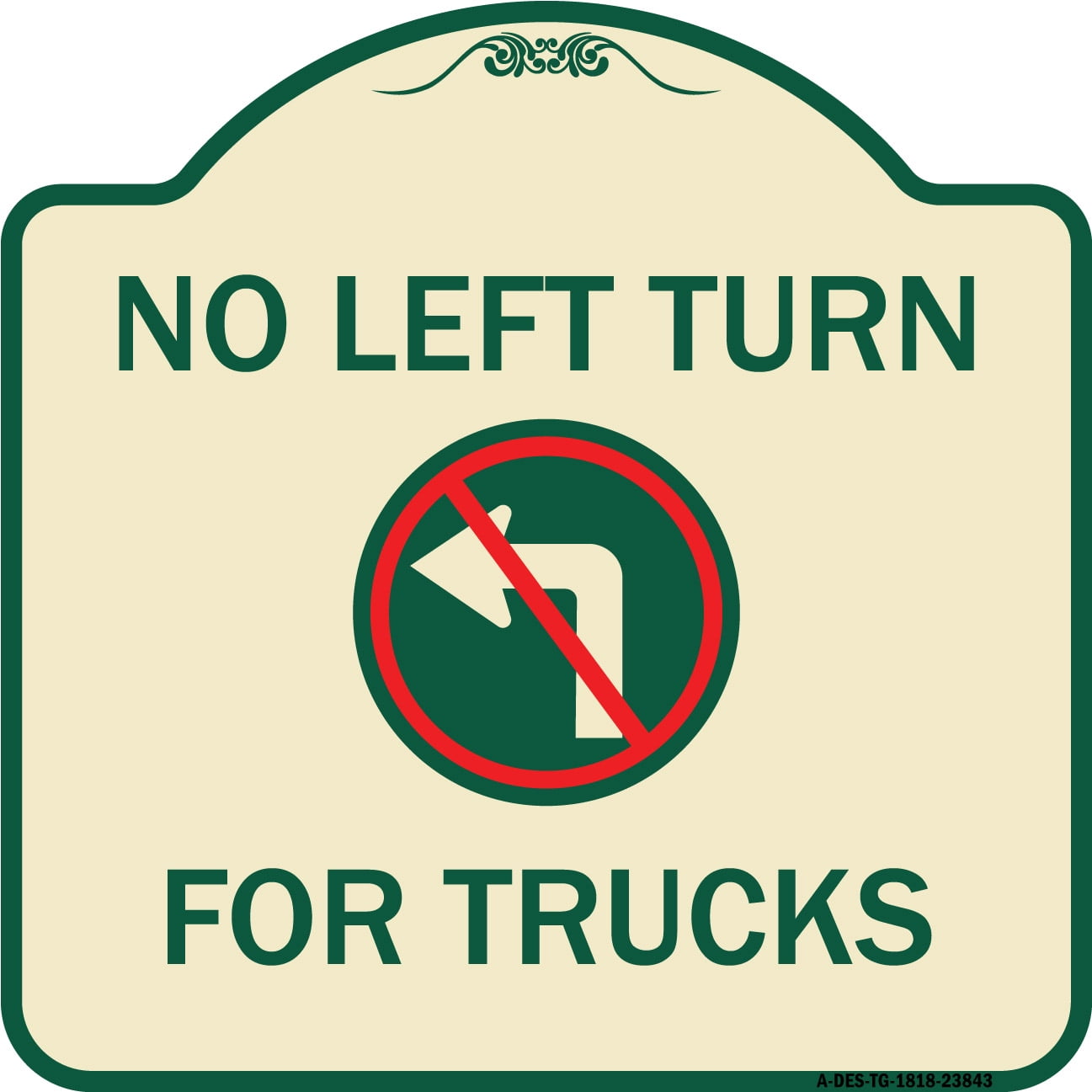 SignMission Designer Series Sign - No Left Turn for Trucks with Graphic ...