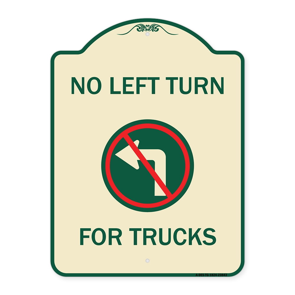 SignMission Designer Series Sign - No Left Turn for Trucks with Graphic ...