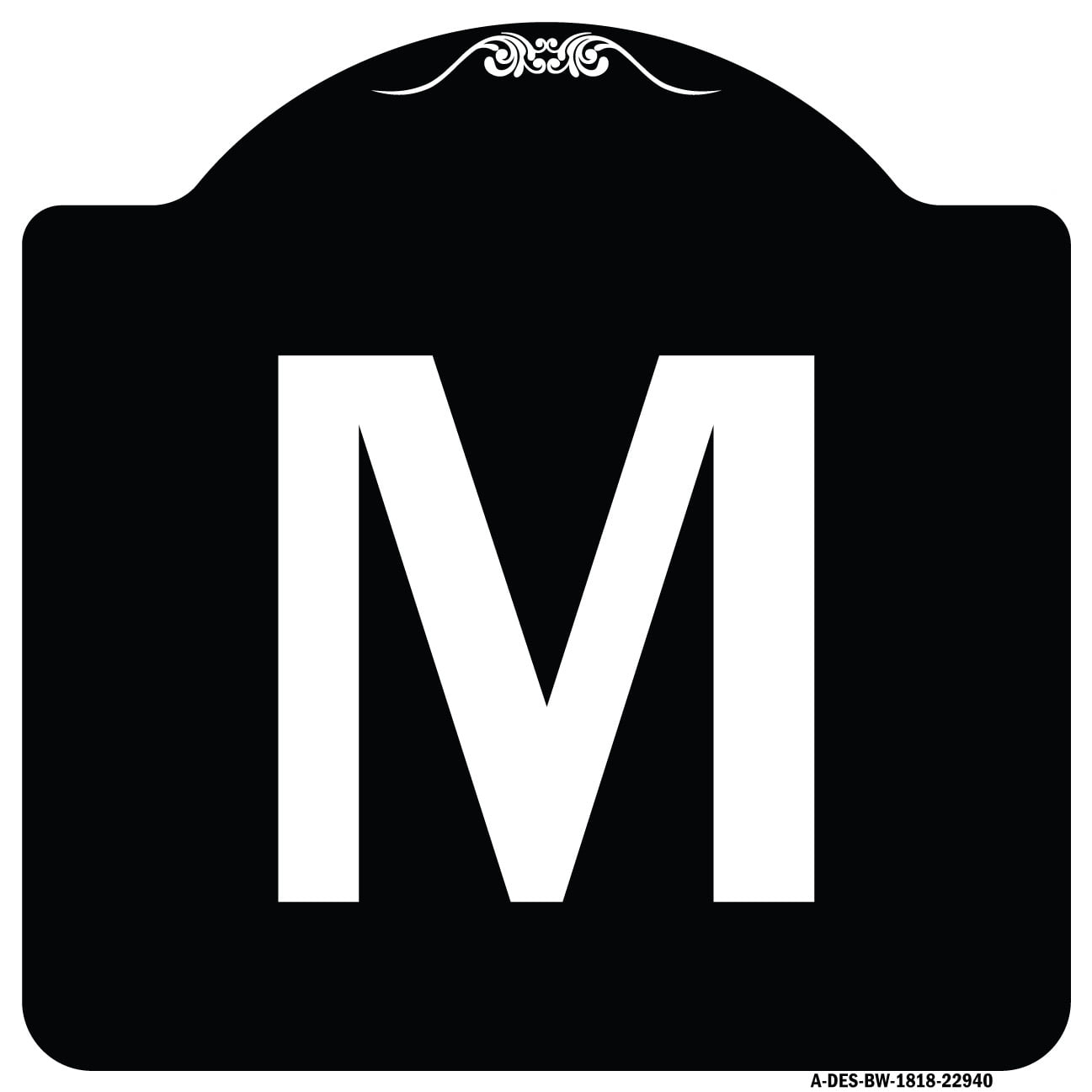 SignMission Designer Series Sign - Sign with Letter M | Black & White ...