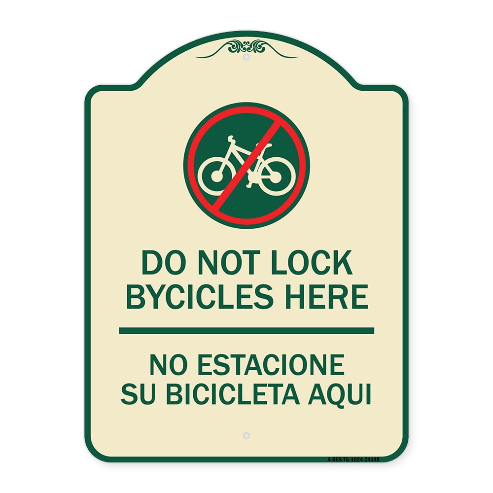SignMission Designer Series Sign - Do Not Lock Bicycles Here - No ...