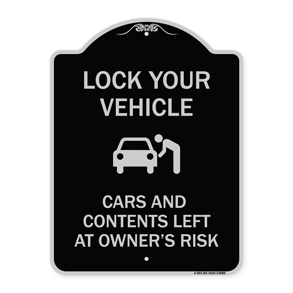 SignMission Designer Series 18" x 24" Lock Your Vehicle Sign, Heavy ...