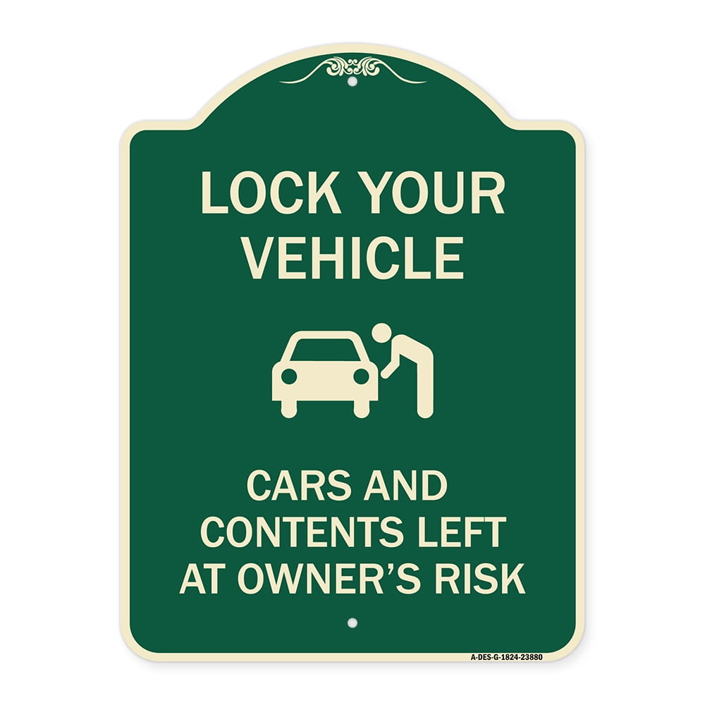 SignMission Designer Series Sign - Lock Your Vehicle - Cars and ...