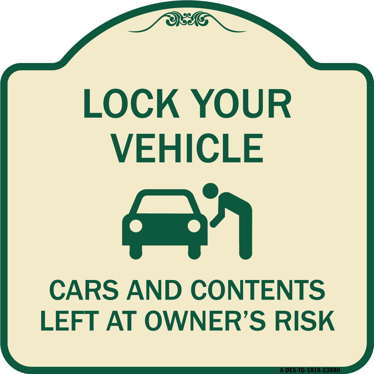 SignMission Designer Series Sign - Lock Your Vehicle - Cars and ...