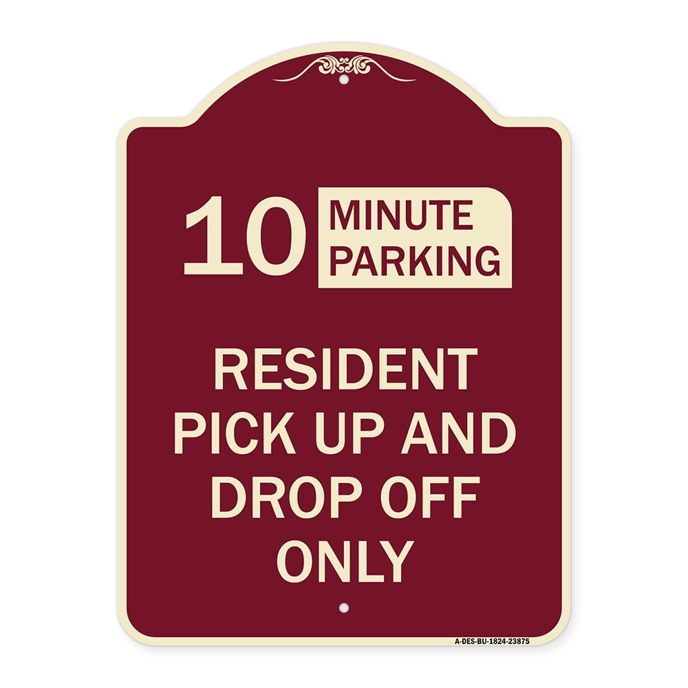 SignMission Designer Series Sign - Minute Parking Sign Resident Pick-Up ...