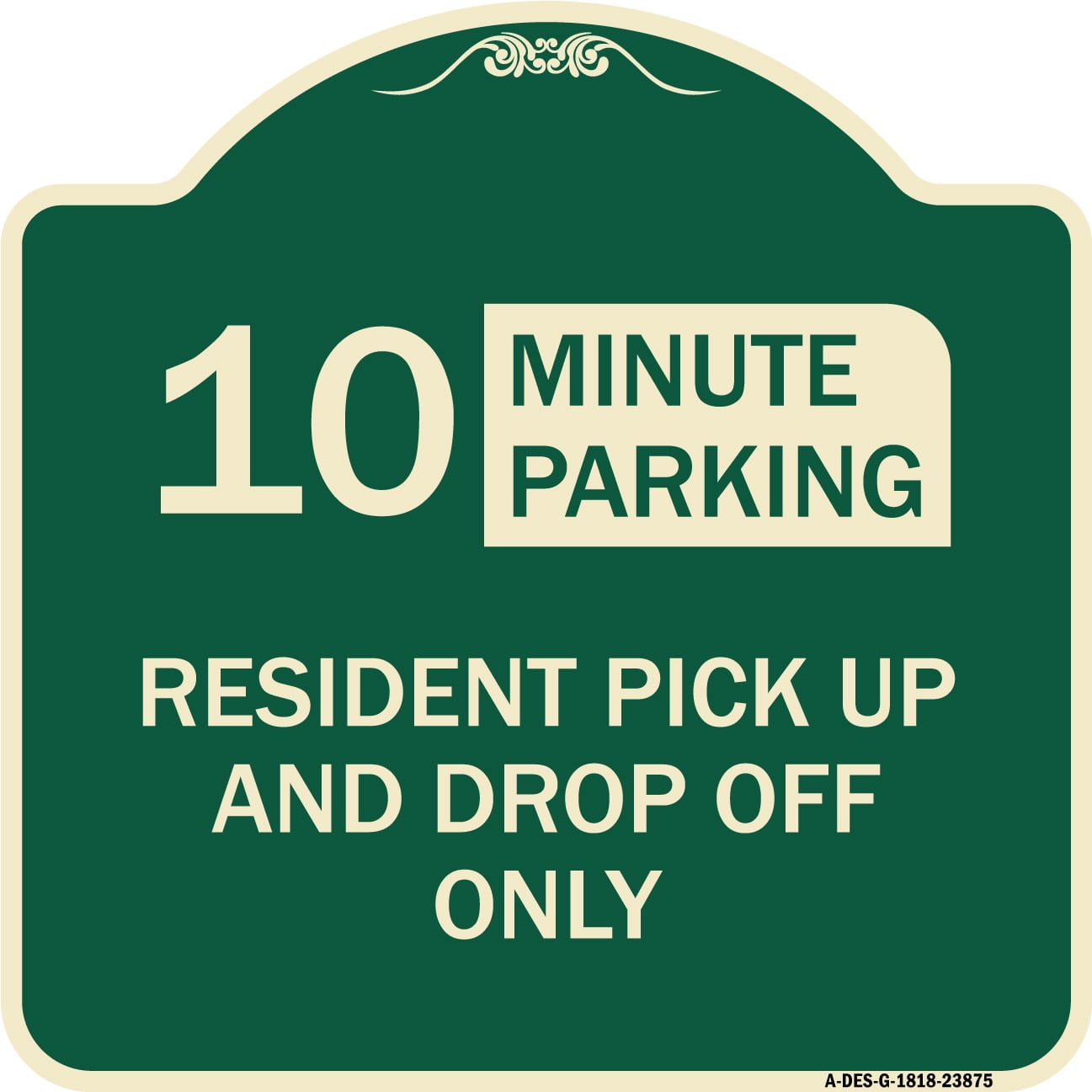 SignMission Designer Series Sign - Minute Parking Sign Resident Pick-Up ...