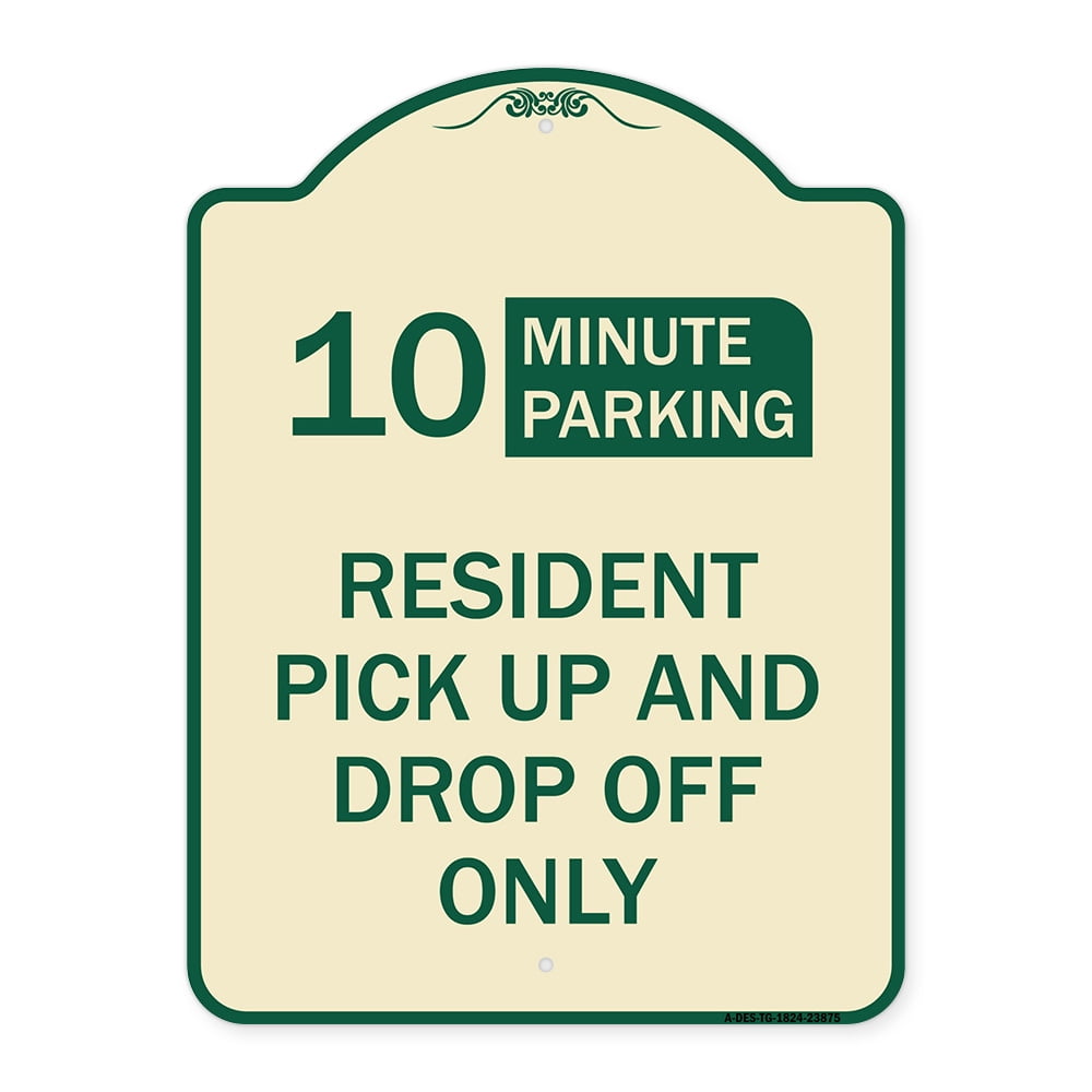 SignMission Designer Series Sign - Minute Parking Sign Resident Pick-Up ...