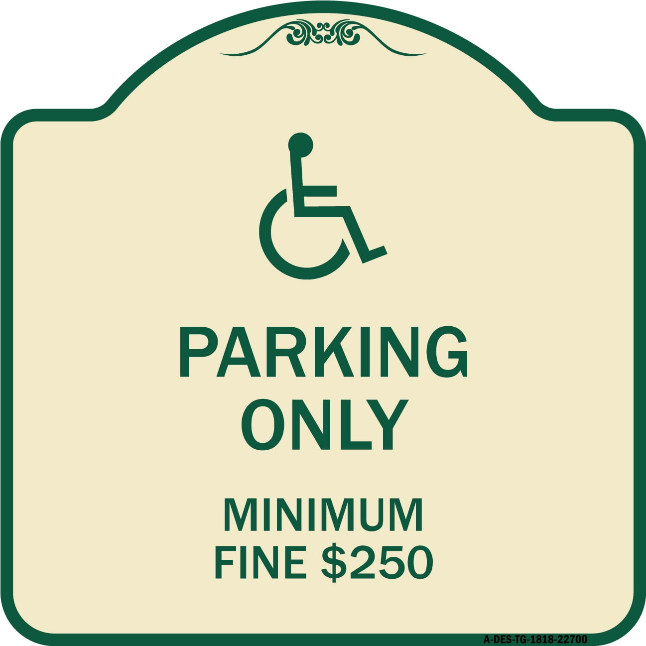 SignMission Designer Series Sign - With Modified Isa Icon Parking Only ...