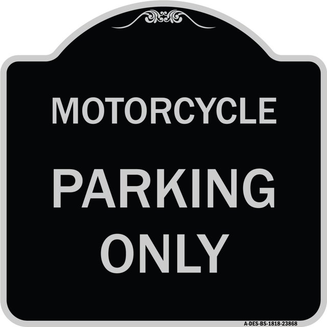 SignMission Designer Series Sign - Motorcycle Parking Only | Black ...