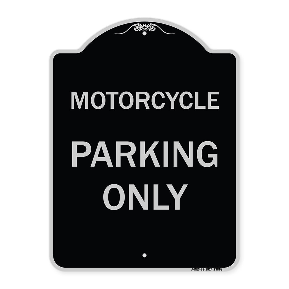 SignMission Designer Series Sign - Motorcycle Parking Only | Black ...
