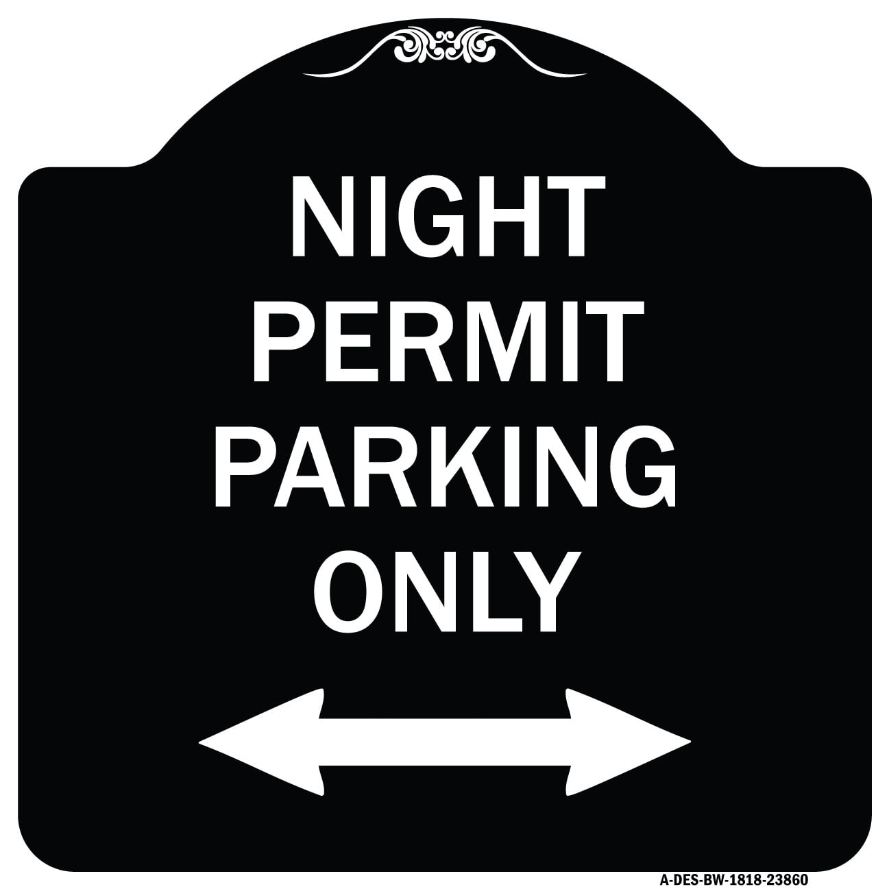 SignMission Designer Series Sign - Night Permit Parking Only (With Bi ...