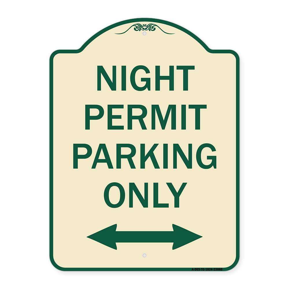 SignMission Designer Series Sign - Night Permit Parking Only (With Bi ...