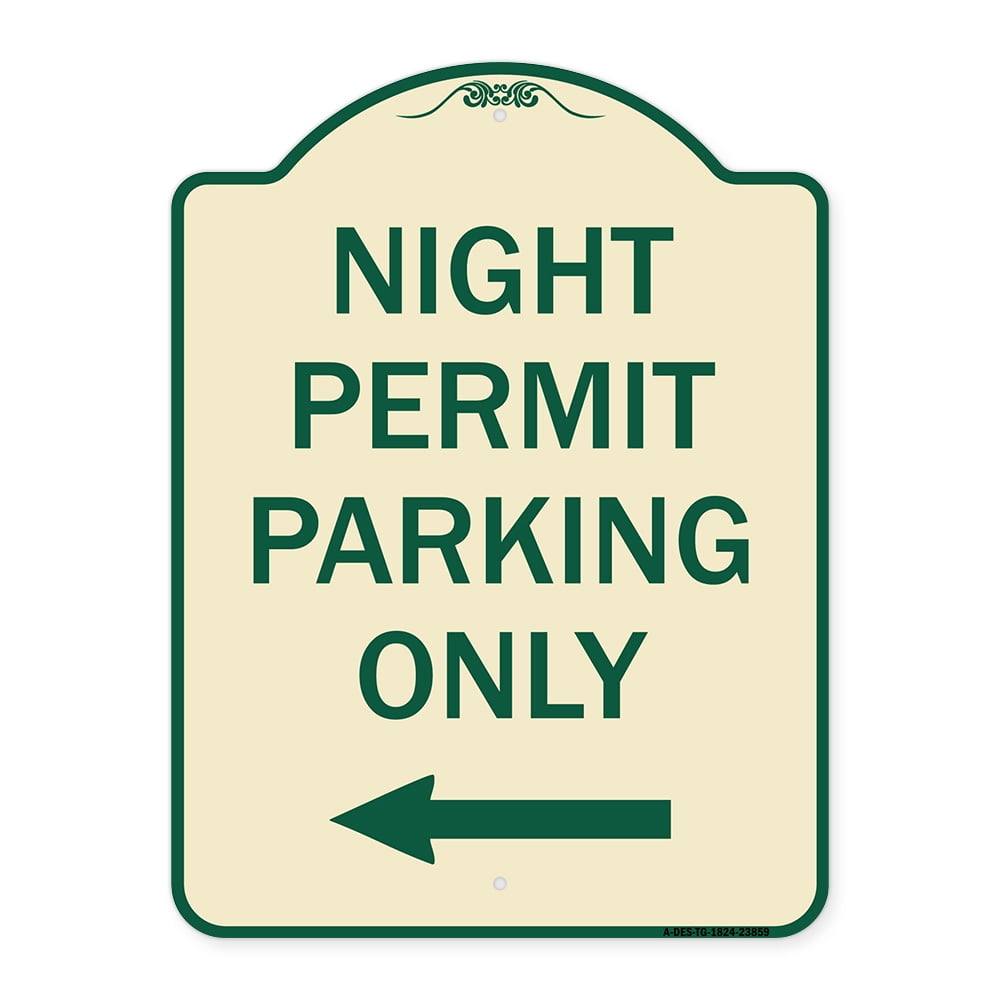 SignMission Designer Series Sign - Night Permit Parking Only (With Left ...