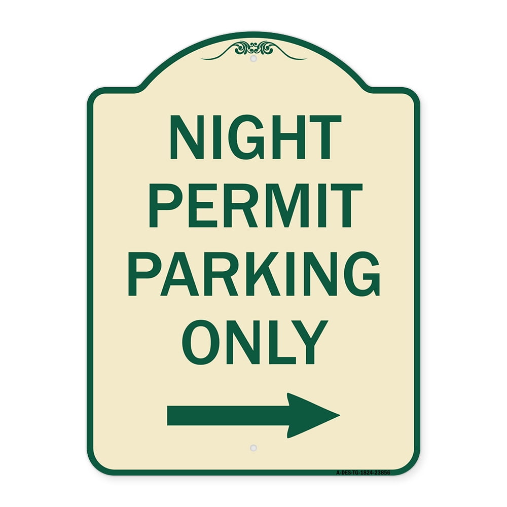 SignMission Designer Series Sign - Night Permit Parking Only (With ...