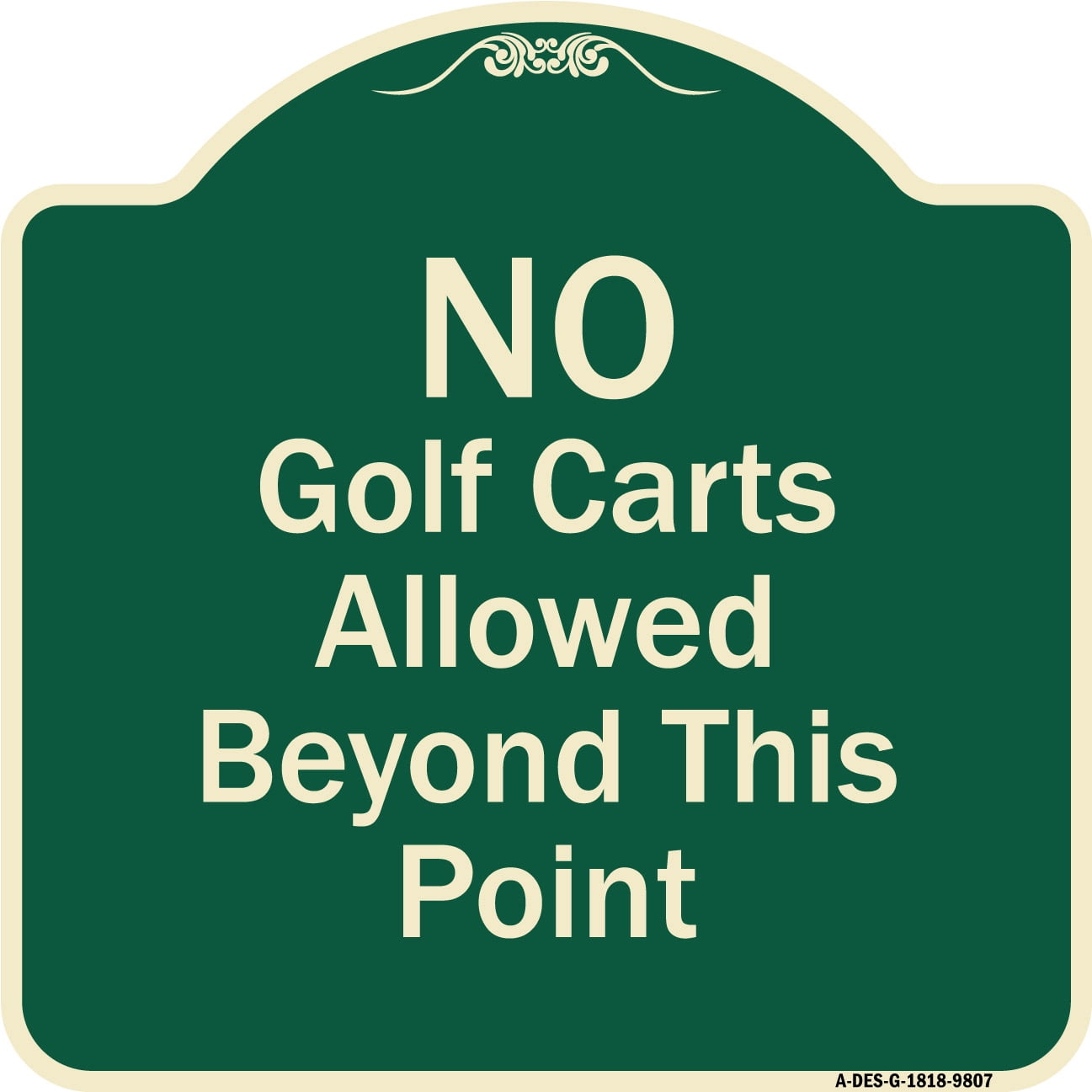 SignMission A-DES-G-1818-9807 Designer Series Sign - No Golf Carts ...