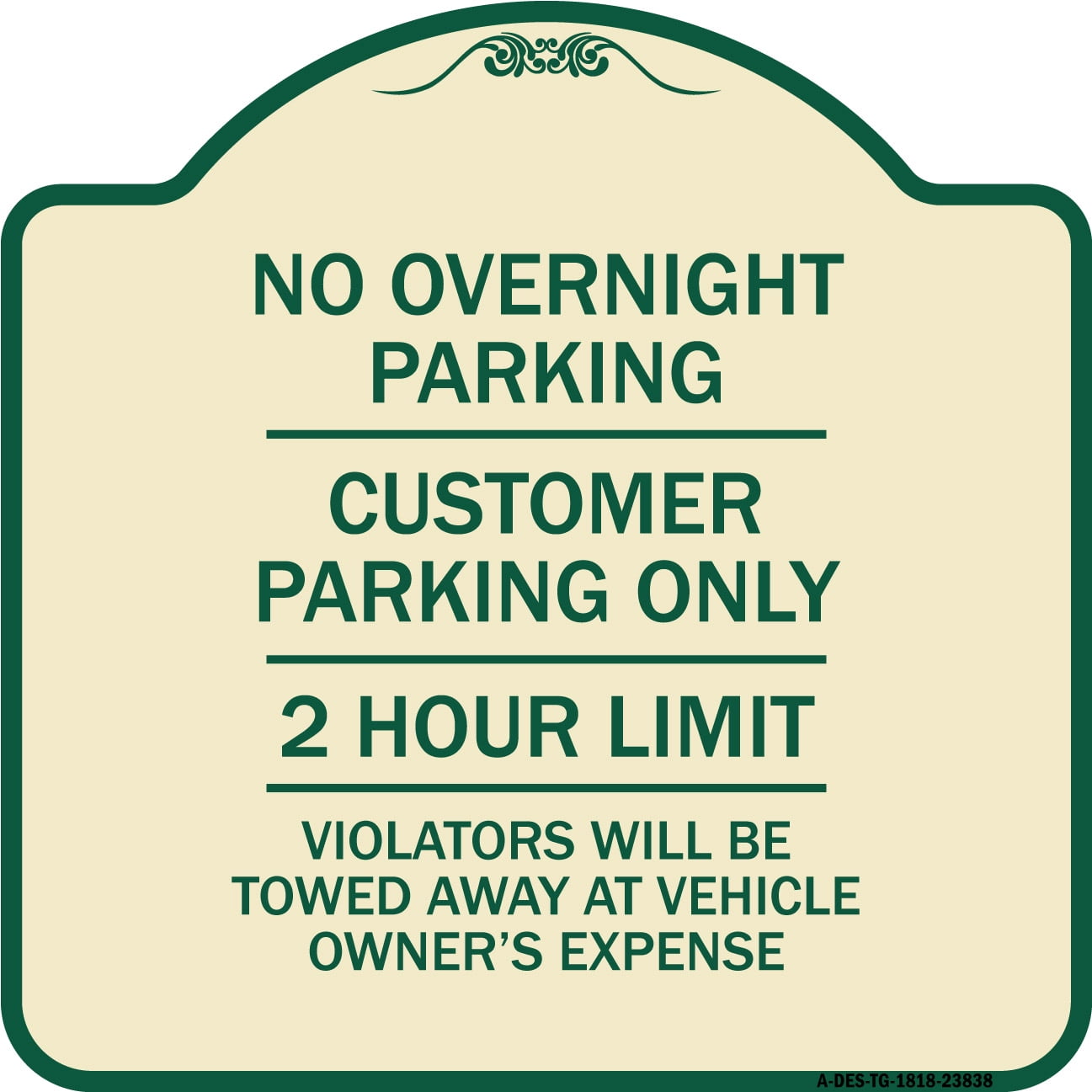 SignMission Designer Series Sign - No Overnight Parking Customer ...